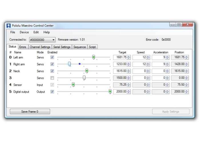 Pololu Micro Maestro 6-channel USB/Serial Servo Controller (Assembled)